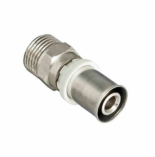 Пресс-фитинг (муфта) переходная, комбинированная, никелированная латунь Ф26 мм - 1" нар. TIM F-S2604MN