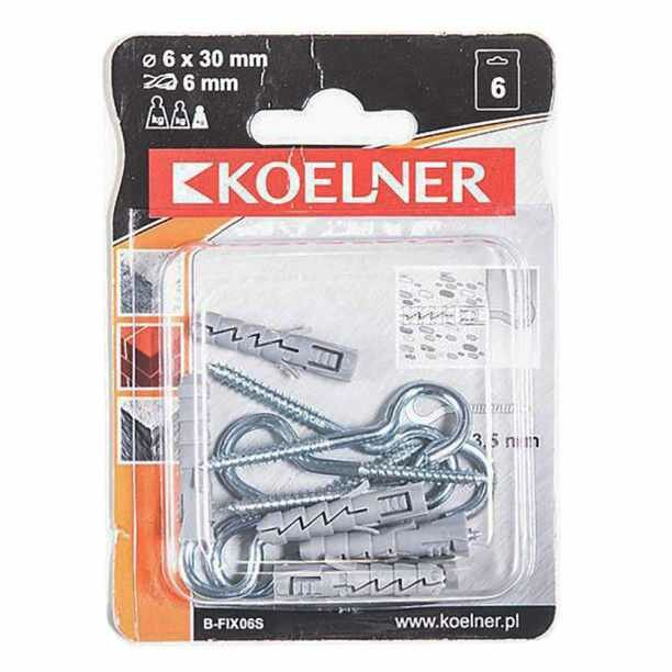 Дюбель + S-крючок D8х40 мм / D5х65 мм 4 шт FIX08S KOELNER (1 ед.)