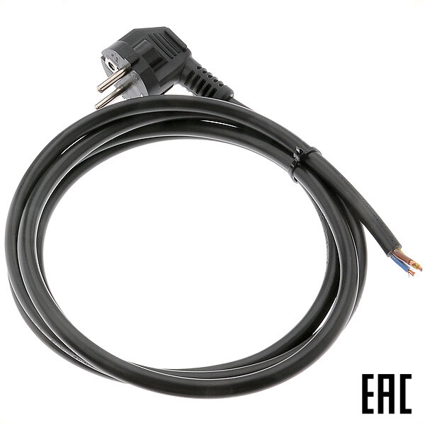 Шнур армированный вилкой "евр" 2м черный Электрическая мануфактура ПВС-ВП-3х1,5-2,0 (6 шт. в наборе)