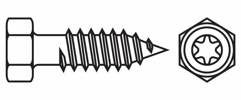 Саморез прижимной планки 5.5*38 шестигранник ТХ25 DELTA MKS, 100 шт