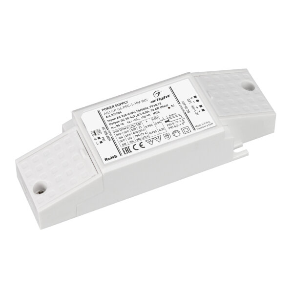 Диммируемый источник тока Arlight Блок питания ARJ-SP-34-PFC-1-10V-INS (34W, 500-800mA) (Arlight, IP20 Пластик, 5 лет)