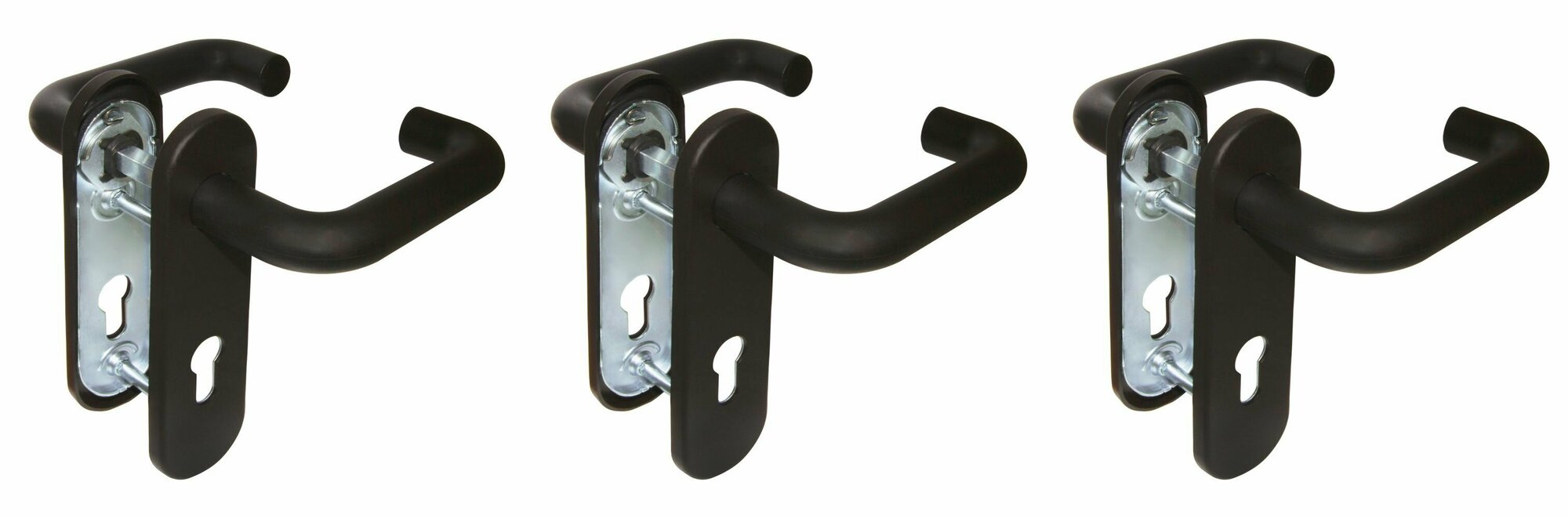 Ручка Fuaro (Фуаро) дверная DH-0433 NE (черная) с пружиной для замка (FL-0432, 0433, 0434), нейлон, квадрат 9x130 (комплект 3 штуки)