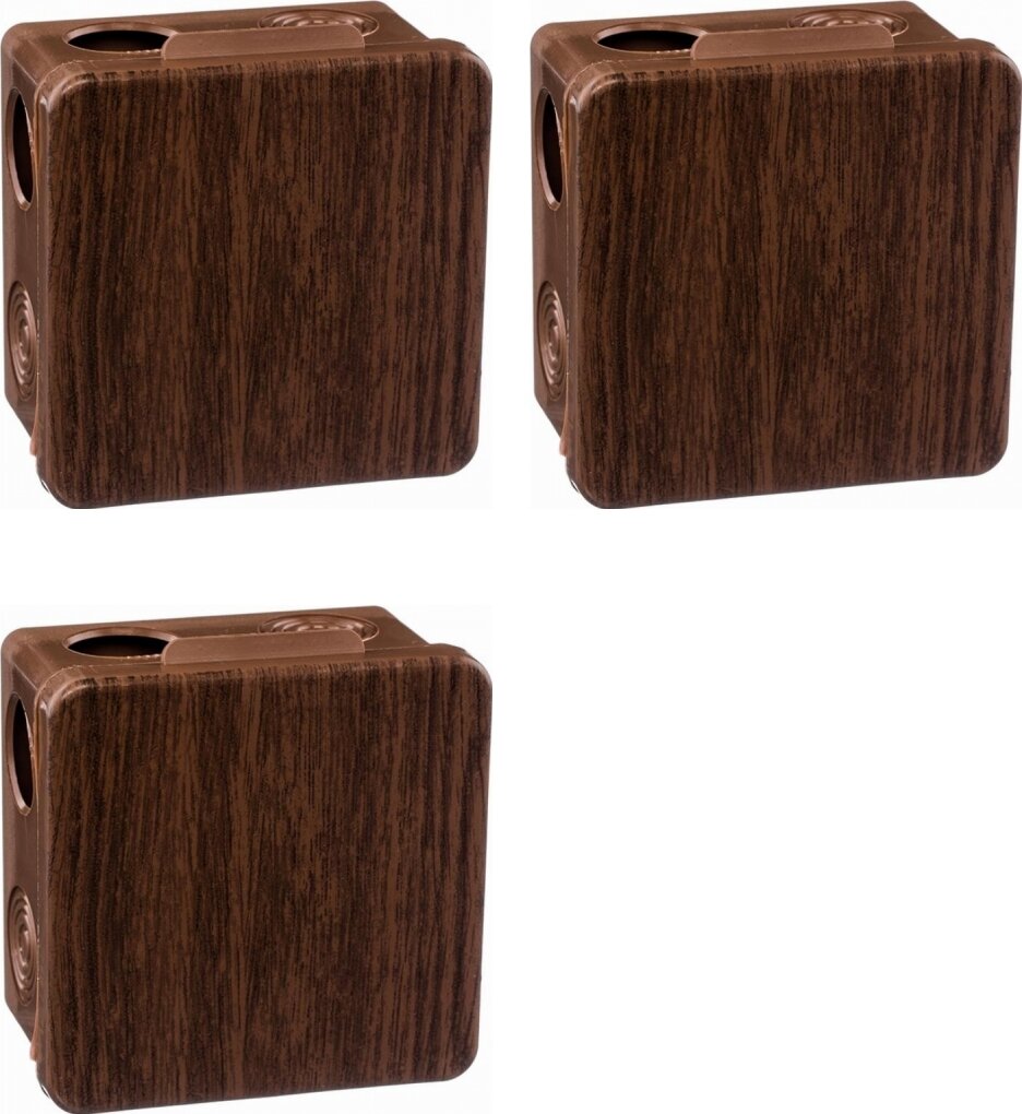 Коробка распределительная TDM Electric Эко 80x80x50 квадратная 7 вводов для открытого монтажа IP54 бук (комплект из 3 шт.)