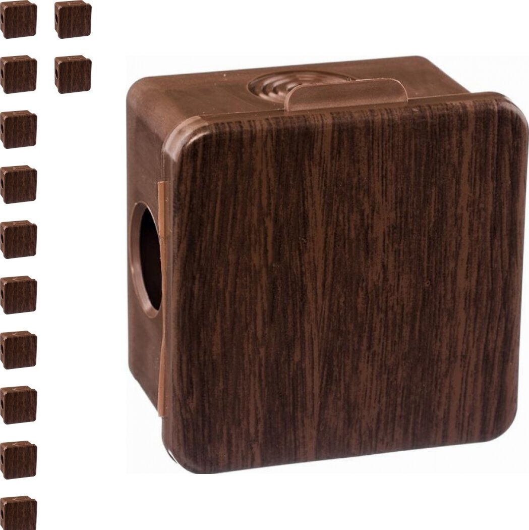 Распаячная коробка TDM Electric Эко 65x65x50 квадратная 4 ввода для открытого монтажа IP54 бук (комплект из 12 шт.)