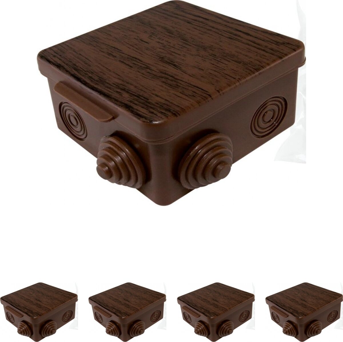 Коробка распределительная TDM Electric Эко 100x100x55 квадратная 8 вводов для открытого монтажа IP54 бук (комплект из 4 шт.)