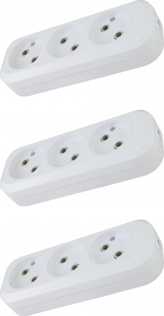 Колодка TDM Electric трехместная без заземления IP20 белый (комплект из 3 шт.)