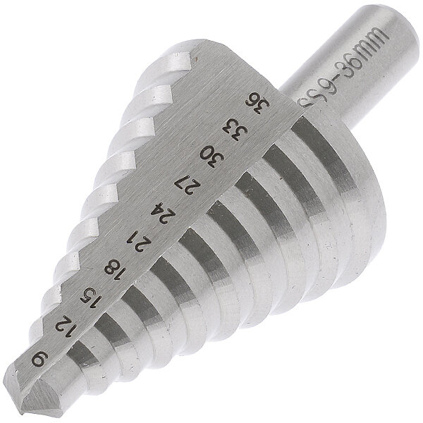 Сверло 9-36мм ступенчатое по металлу 9 ступеней 36404