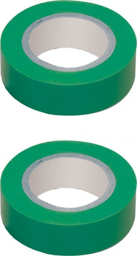 Изолента ПВХ IEK 19 мм рулон 20 метров зеленая (комплект из 2 шт)
