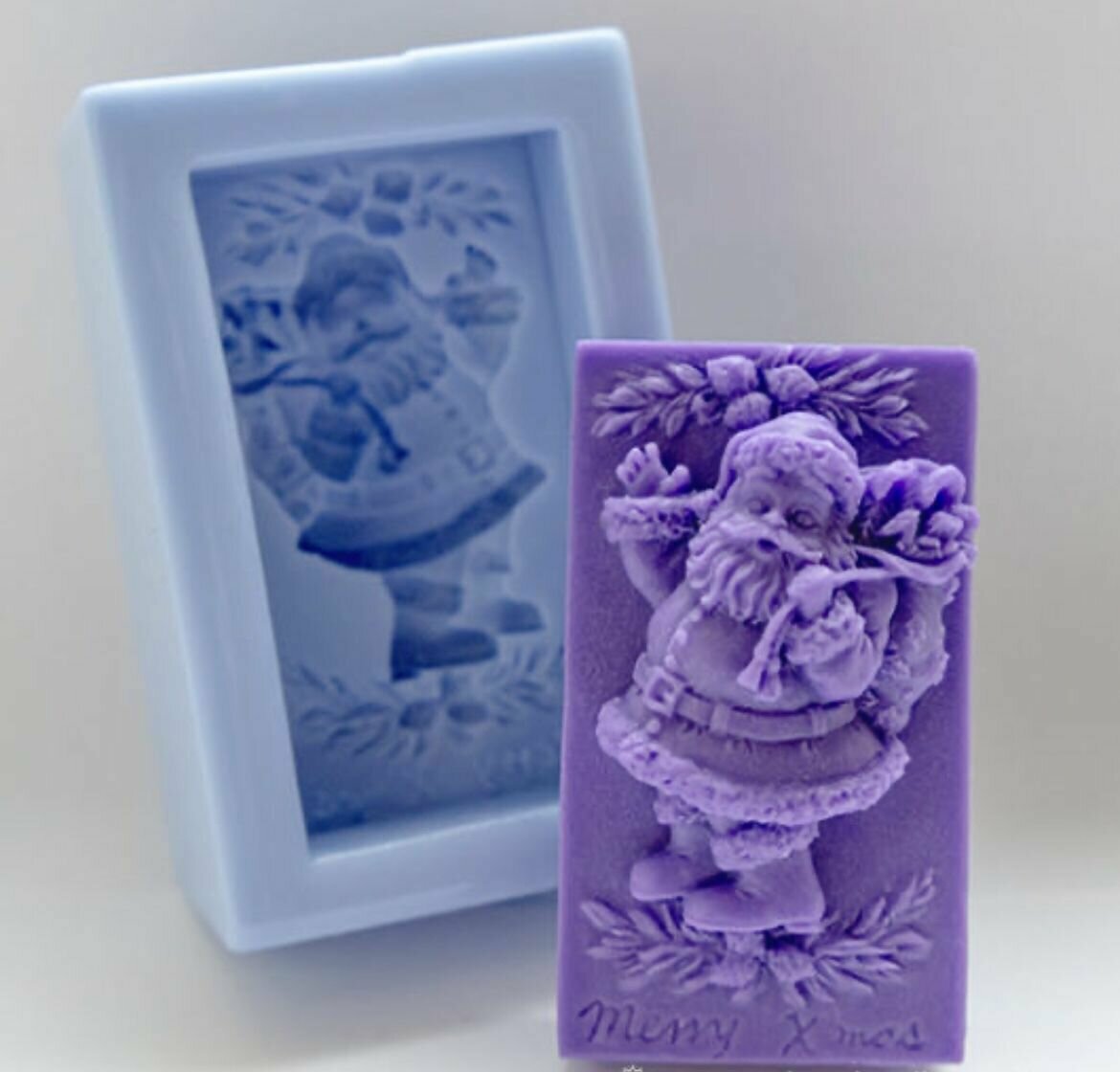 Силиконовая форма для мыла Санта 2D, для свечей гипса 1шт 7*4*3 см