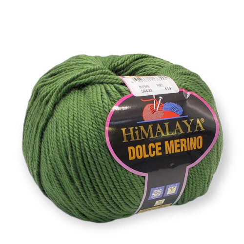 Пряжа HiMALAYA "DOLCE MERİNO" 50% Шерсть мериноса, 50% Микрофибра, 100гр/230м, (59433 Зеленый папоротник) 1 упаковка (10 мотков)