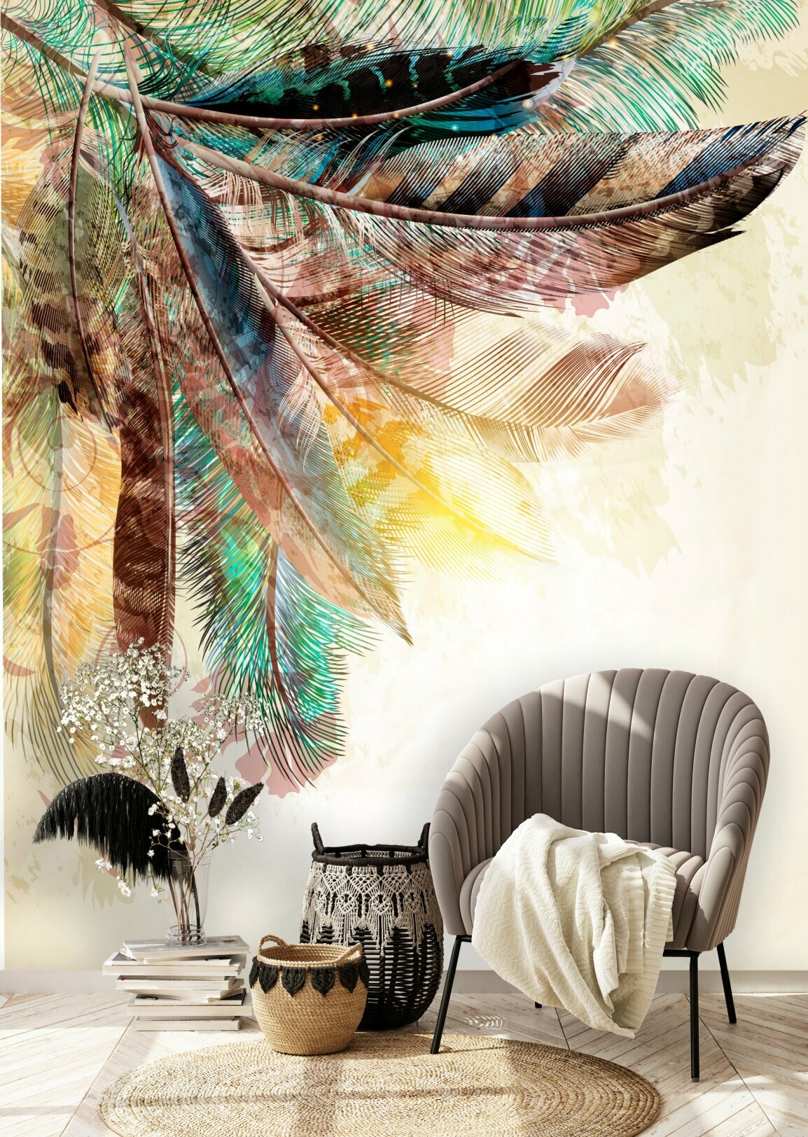 Фотообои "Абстрактные перья" 200*260 см