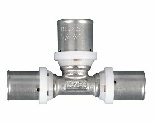 Тройник пресс MVI 16х20х16 мм, латунь никелированная