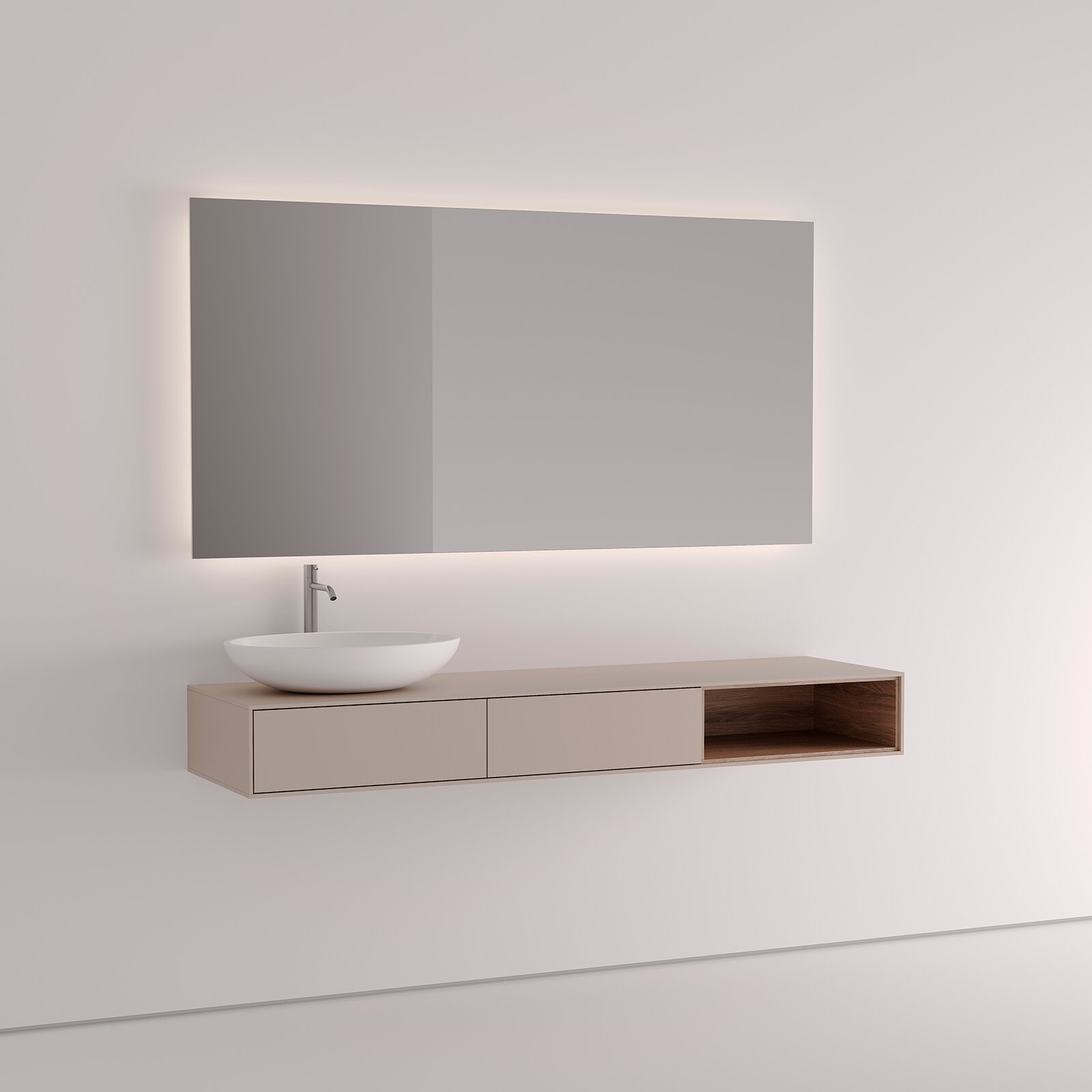 Тумба подвесная под две раковины 150 см. Vivomobili BEIGE ARIZONA