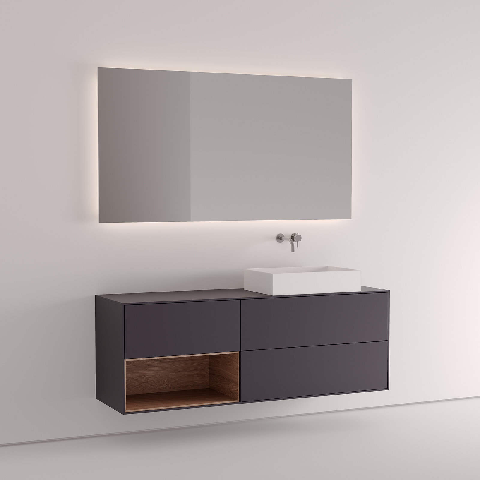 Подвесная тумба под раковину 100 см. Vivomobili GRIGIO BROMO