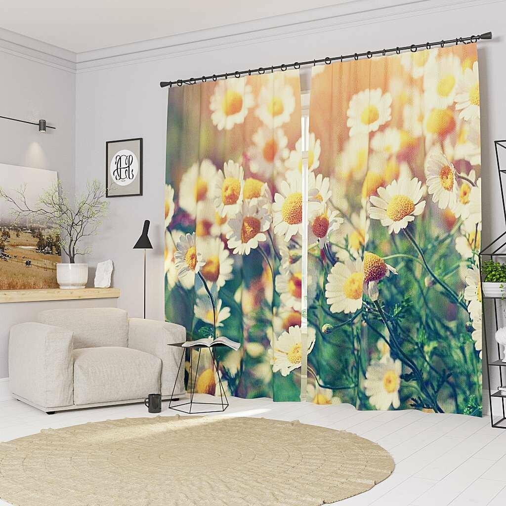 Шторы для спальни гостиной детской комнаты Фотошторы 150x245 см. 2шт. Габардин на тесьме Комплект