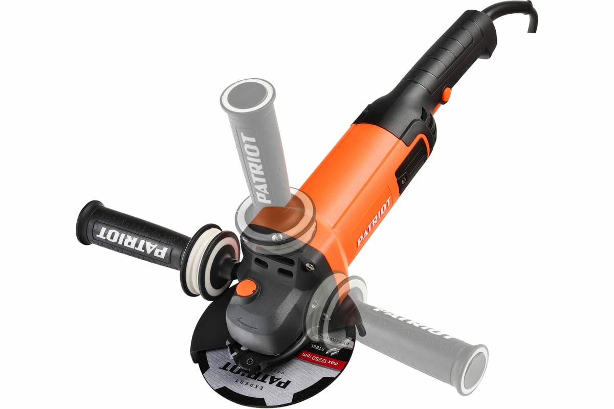Шлифмашина угловая PATRIOT AG 128 (110301128), мощность 1300Вт, 11000об/мин, оранжевый/черный