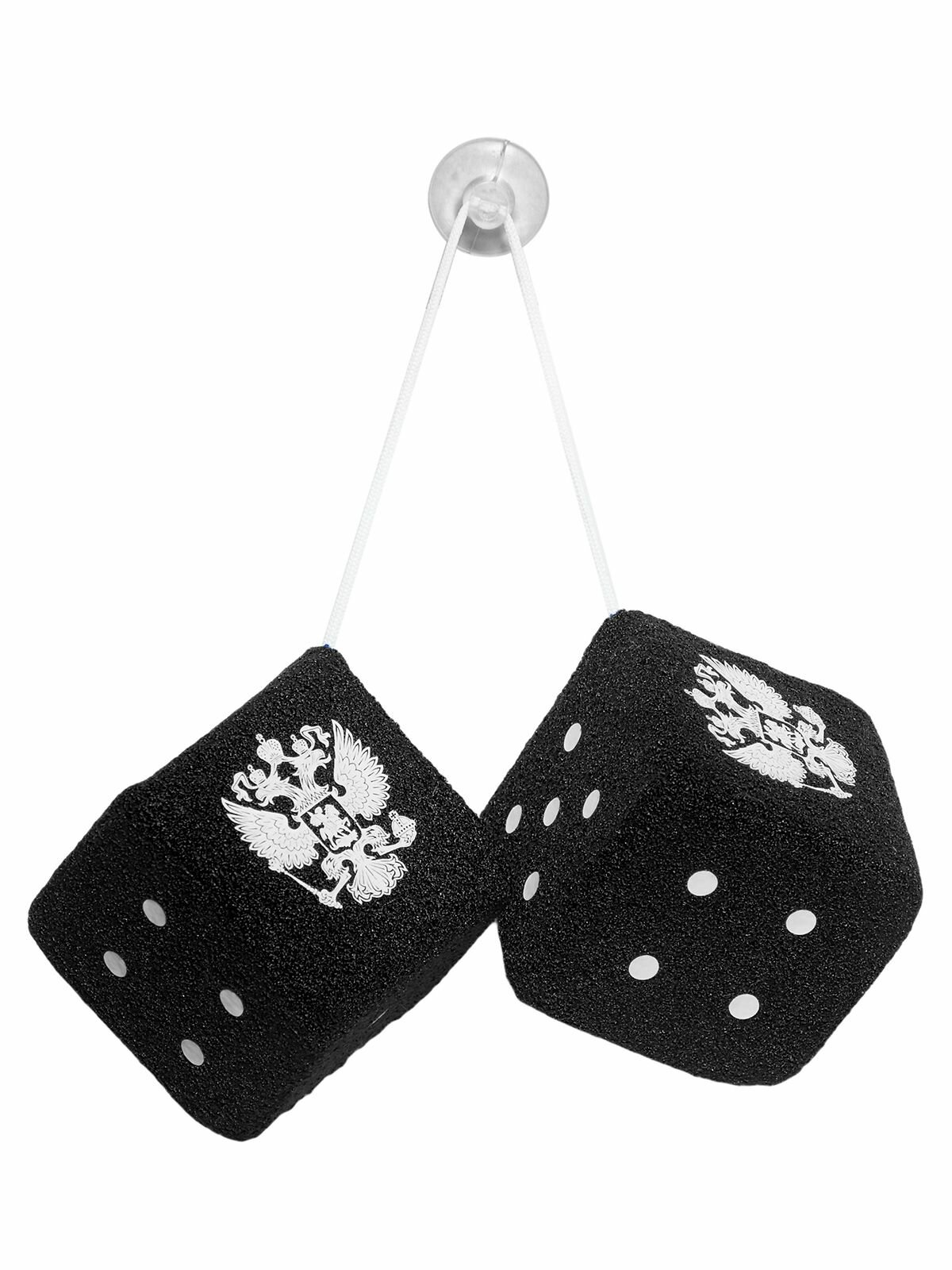 Игрушка вымпел на стекло автомобиля "Кубики-кости" (80х80мм), на присоске. Герб России. Черная (26610)