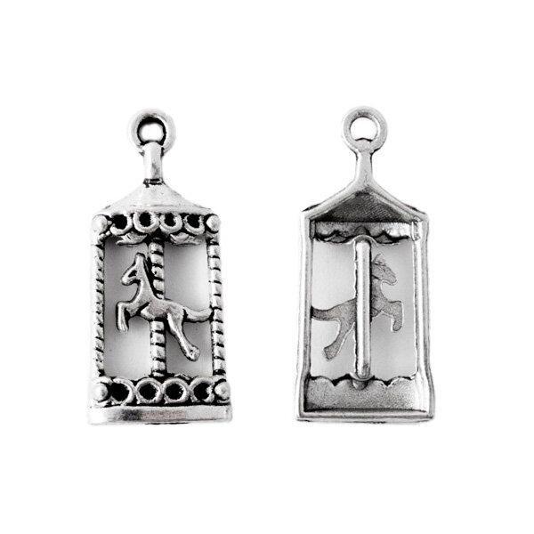 Подвеска, 33х15мм, карусель, базовый материал - цинковый сплав, стиль тибетское серебро, 5 шт.