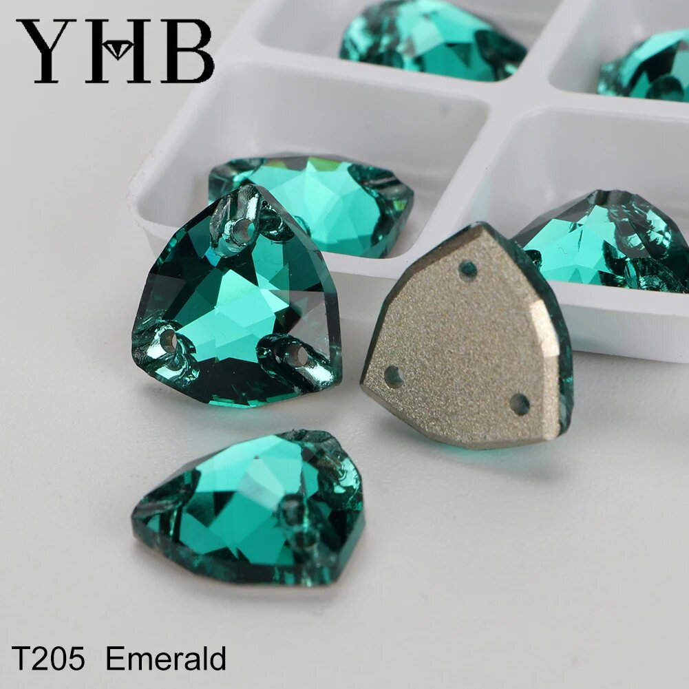 Стразы YHB изумрудные T205 Emerald 12 мм, 28 шт