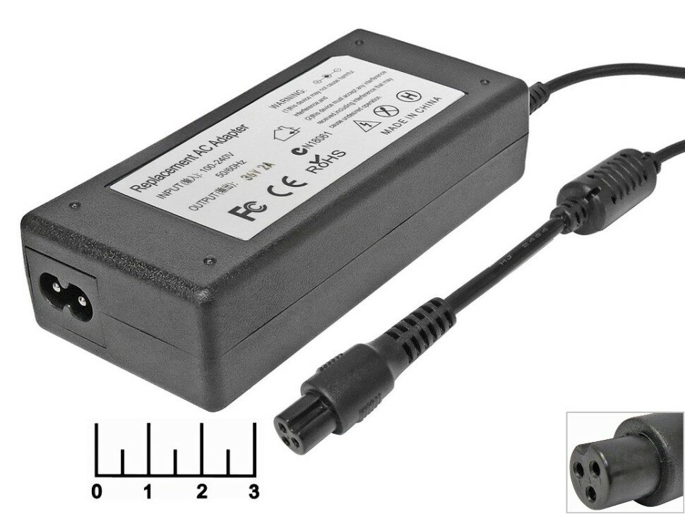 Блок питания 36V 2A 3pin гнездо GX12 AC-N320-H (для гироскутера) (восьмерка)