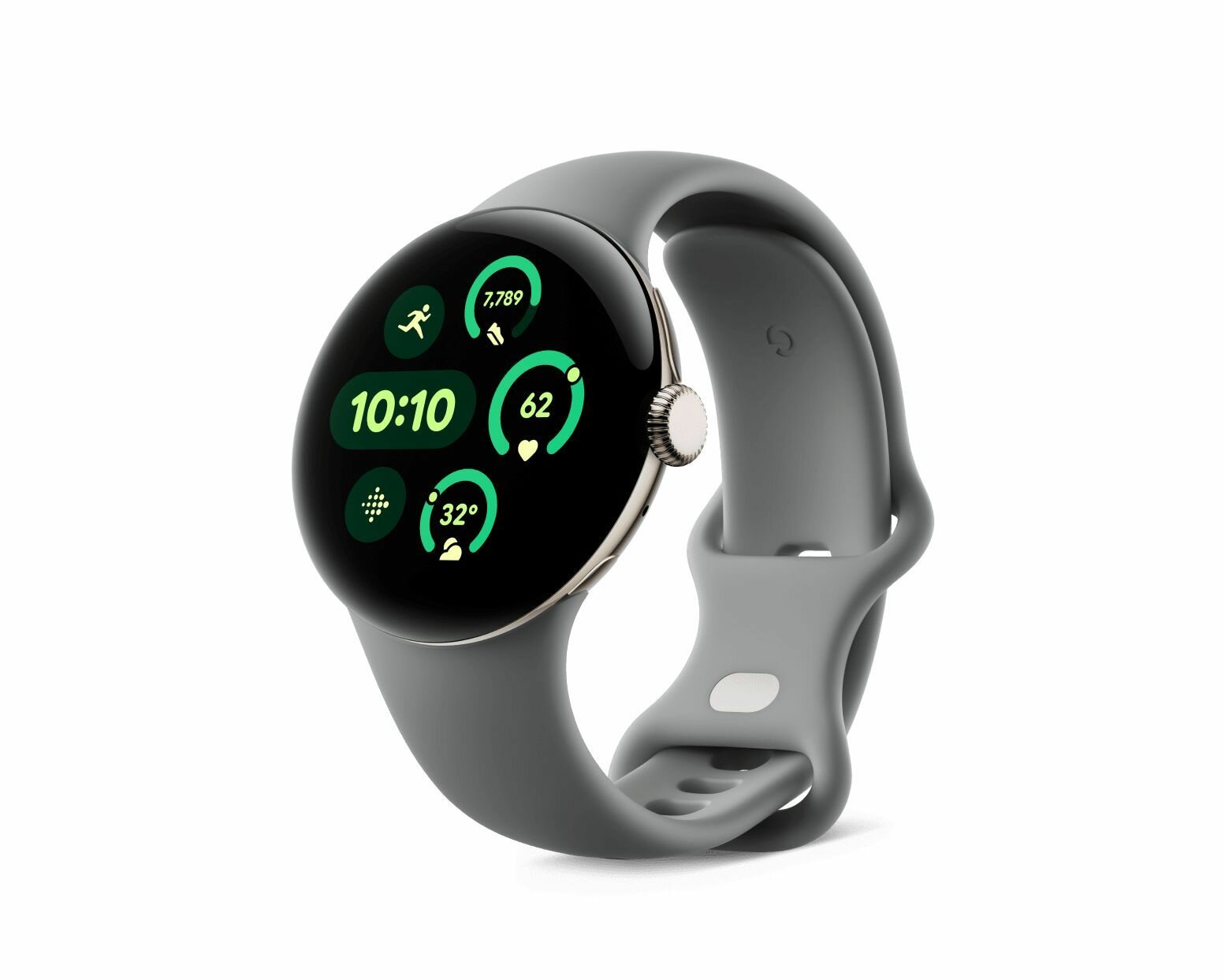 Часы Google Pixel Watch 3, 41 мм, корпус цвета «шампанское», ремешок зелёного цвета (Hazel)