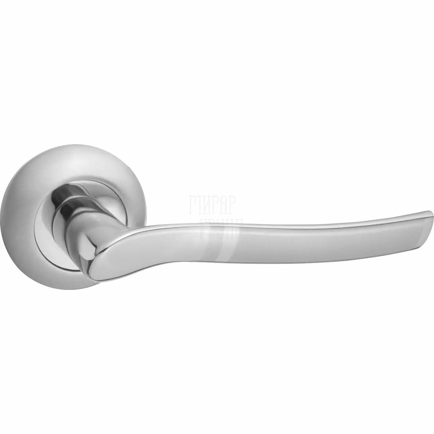 Дверные ручки Renz (Ренц) "Беллуччи" INDH 20-08 на круглой розетке матовый никель + никель