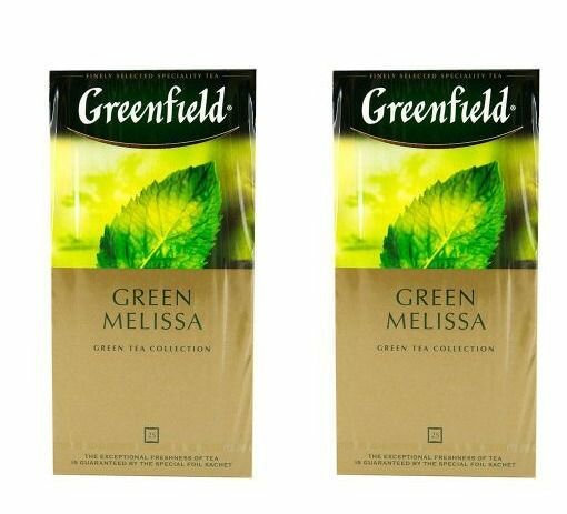 Greenfield Чай зеленый Green Melissa, 25 пакетиков, по 1,5 г, 2 уп