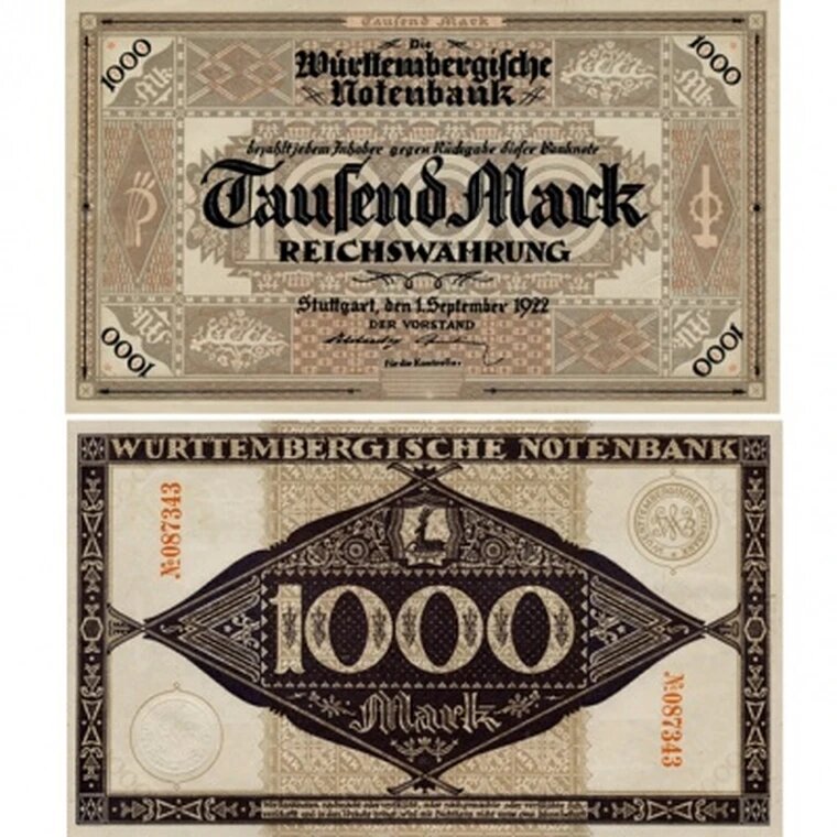 1000 марок 1922 года Германия, сувенирная копия, банкноты и купюры редкие коллекционные