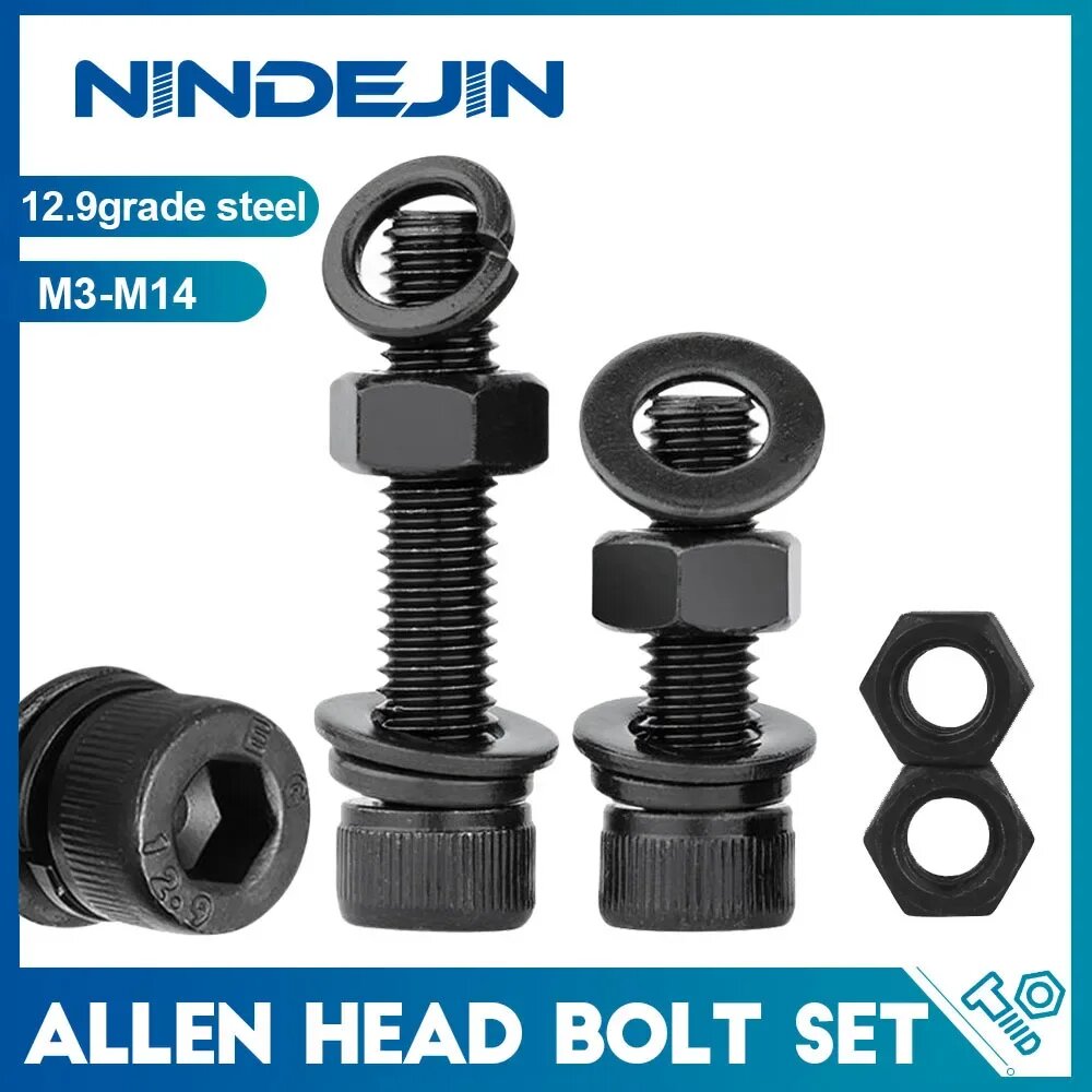 Винты с шестигранной головкой NINDEJIN M3 M4 M5 M6 M8 M10 M12 M14 12.9