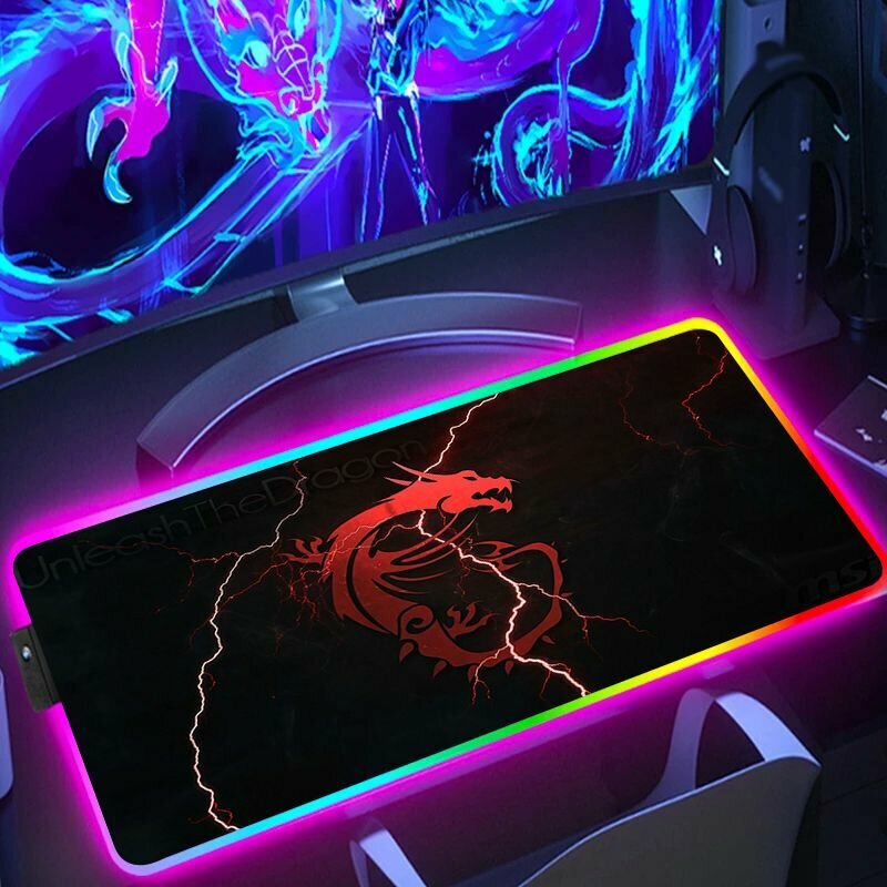 Коврик для мыши MSI, RGB, нескользящее основание, прошитые края, 40 см x 90 см