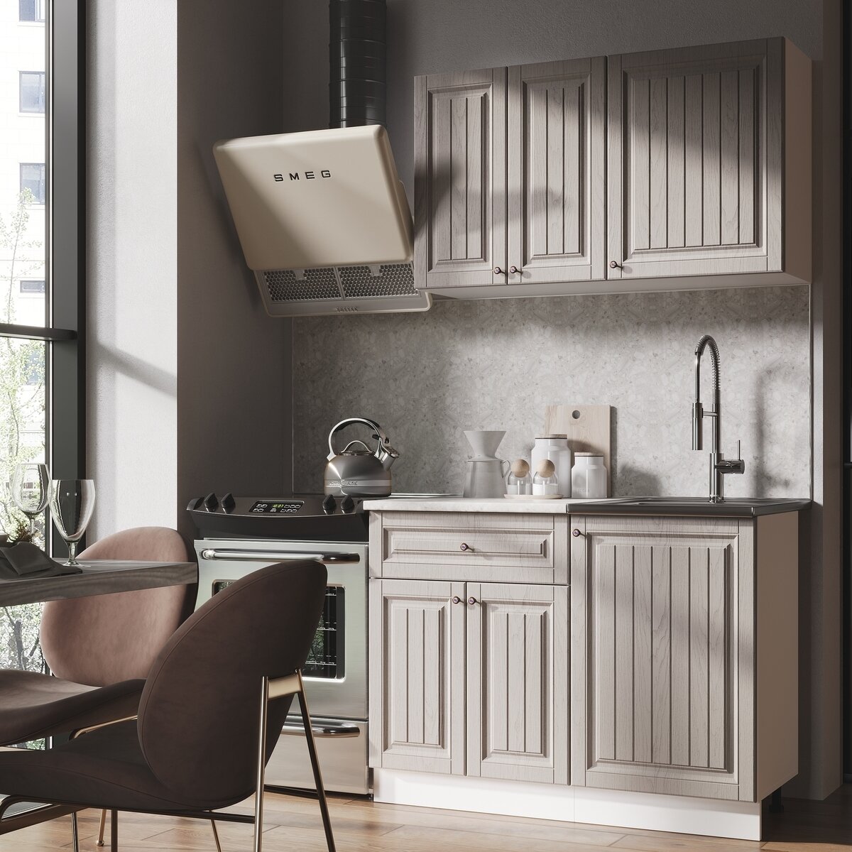 Кухонный гарнитур, кухня, готовый комплект Хозяюшка 1,1 м Мускат