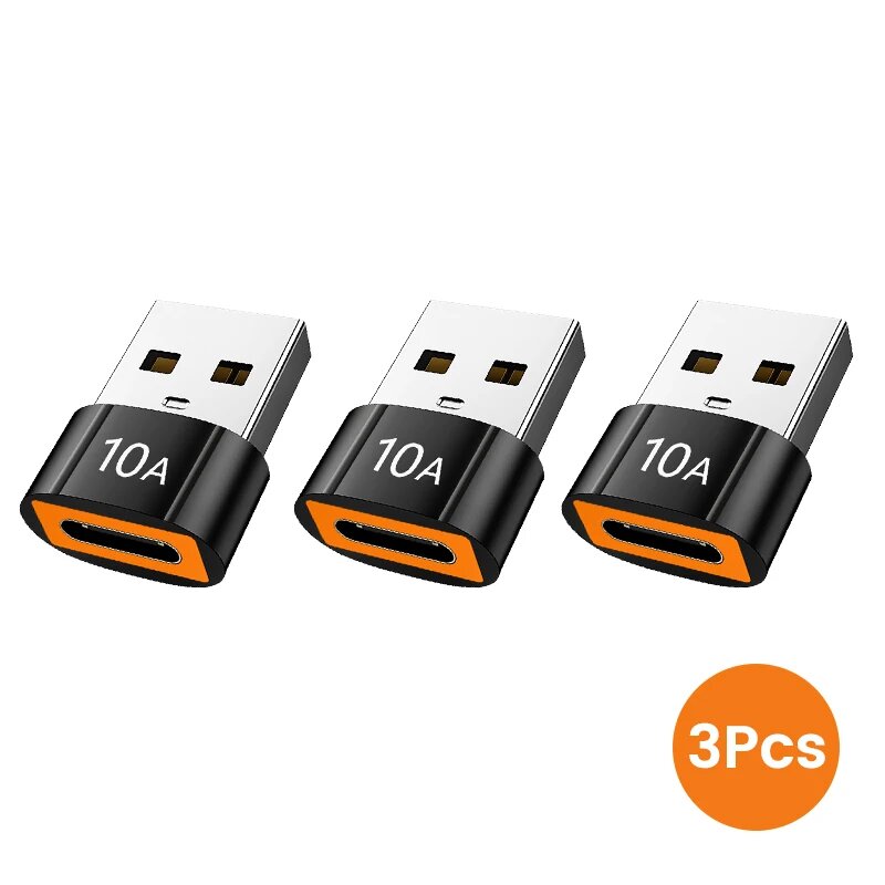 3шт USB Type-C адаптер 10A для Macbook, Xiaomi, Samsung