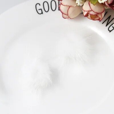 5 шт. Норковые помпоны 4 см Белый, white