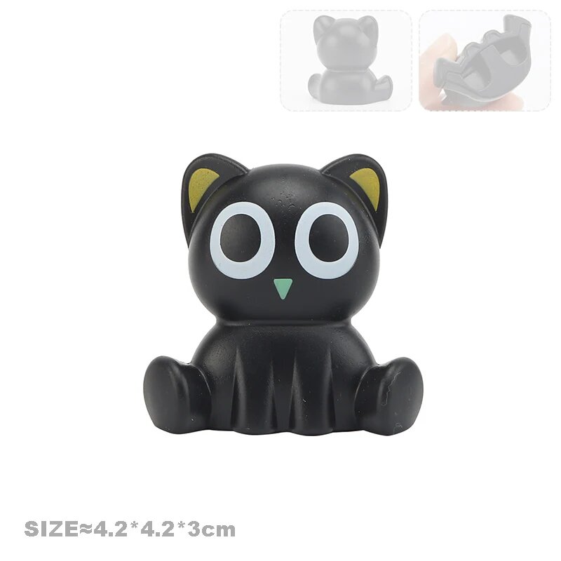 Черный пластиковый строительный блок "Cute cat"