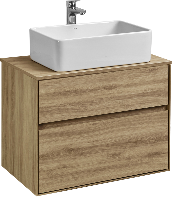 Тумба с раковиной AQUATON Либерти 75 со столешницей дуб эльвезия, раковина Mila 35