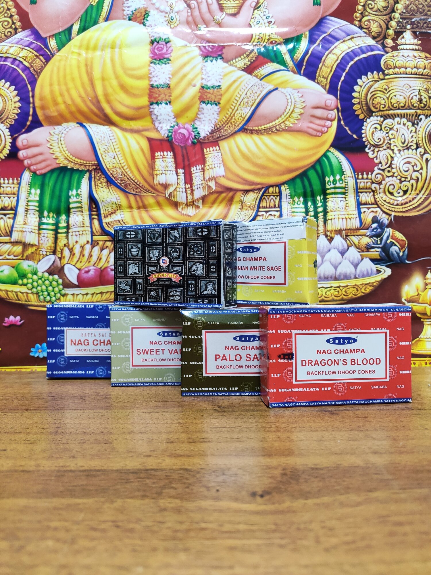 Индийские благовония Satya со стелющимся дымом, ассорти, расслабляющие, 5 упаковок