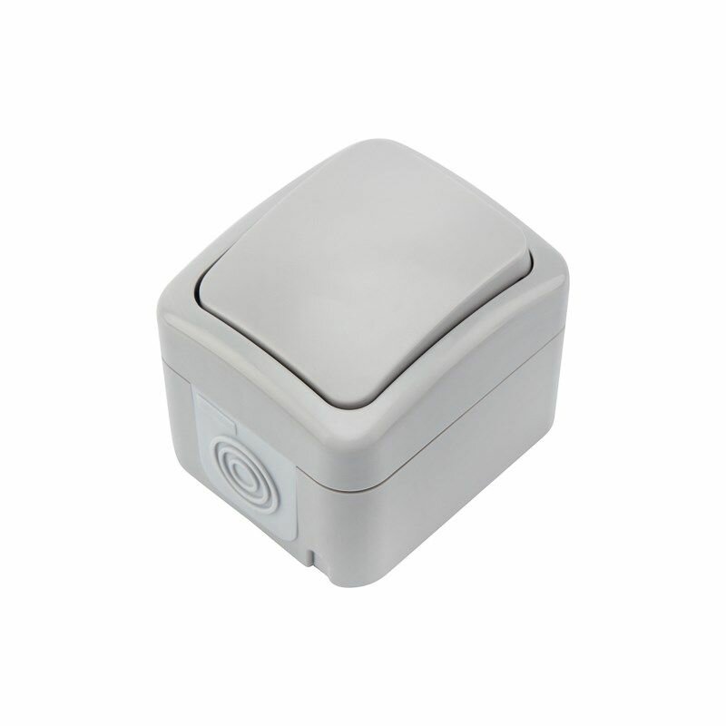 Переключатель проходной Mini OG IP54 о/у, серый KRANZ