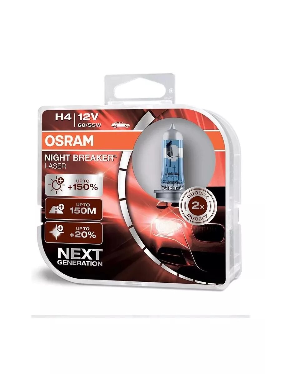 Комплект ламп H4 OSRAM Night Breaker Laser +150% 64193NL-HCB