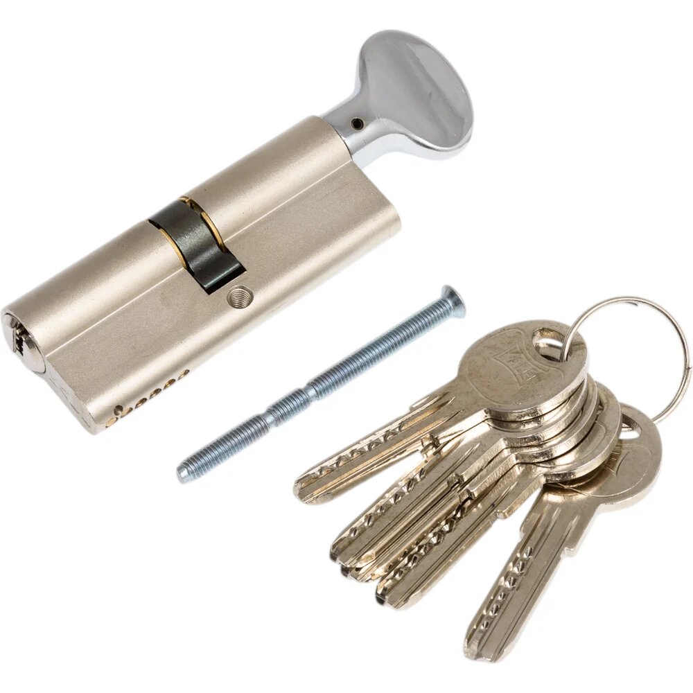 Цилиндровый механизм с вертушкой KALE KILIT 164 SM/80 мм, никель, 5 кл.