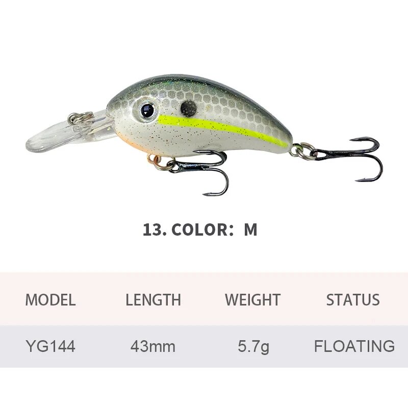 Воблер Stream Decoy YG144, 43 мм, 5.7 г, Floating, Цвет: M