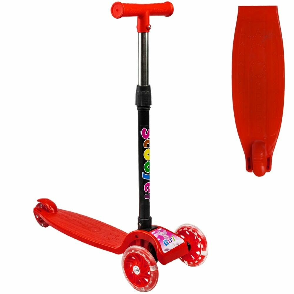 Самокат КНР трехколесный, красный, металл пластик (SZ221025003-1)