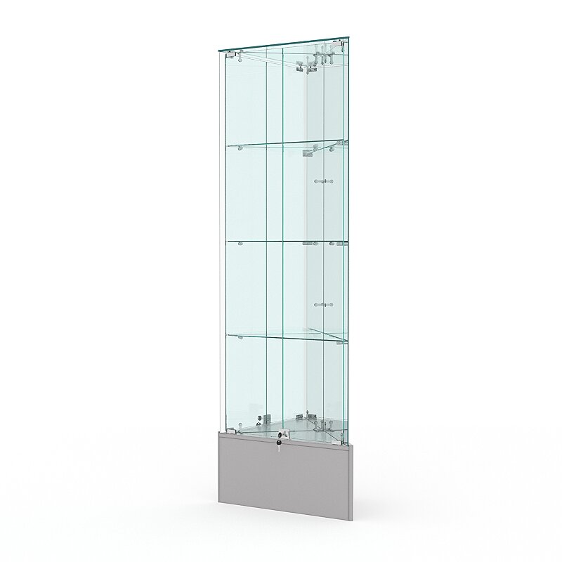 Витрина стеклянная "истра" угловая №12-У трехгранная (с дверками, бока - зеркало), Серый