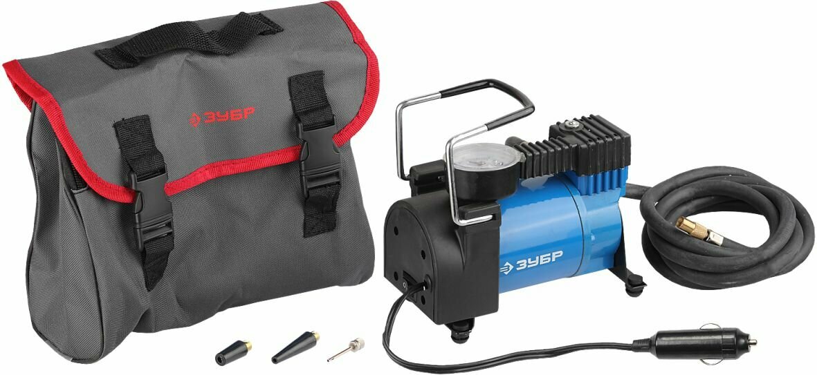 Компрессор автомобильный ЗУБР "эксперт" 10 атм, 3 насадки