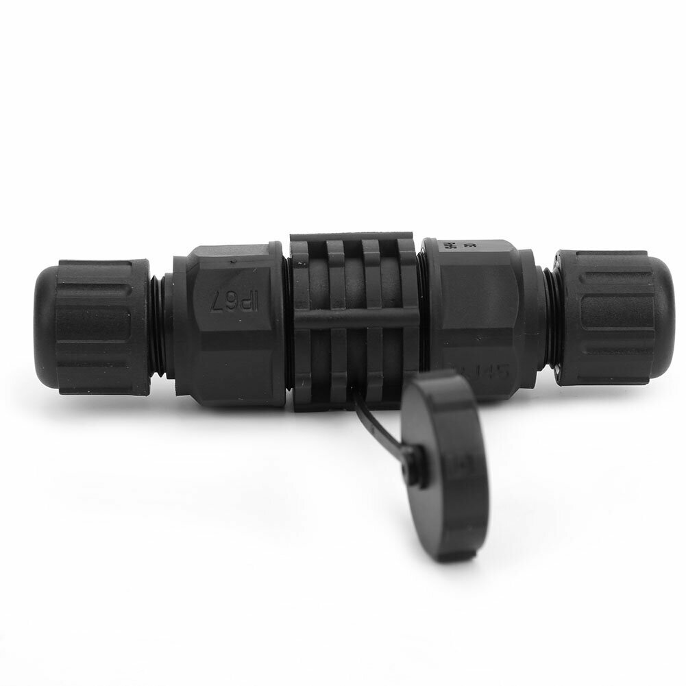 Разъем RJ45 Ethernet, водопылезащищенный адаптер RJ45, черный уличный 8-контактный соединитель для проводов, IP67