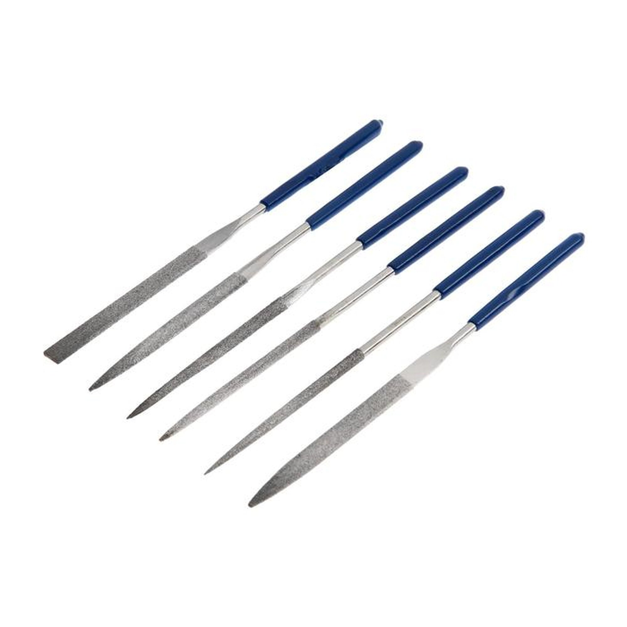 Набор надфилей алмазных тундра, обрезиненные рукоятки, 70 х 160 х 4 мм, 6 шт.