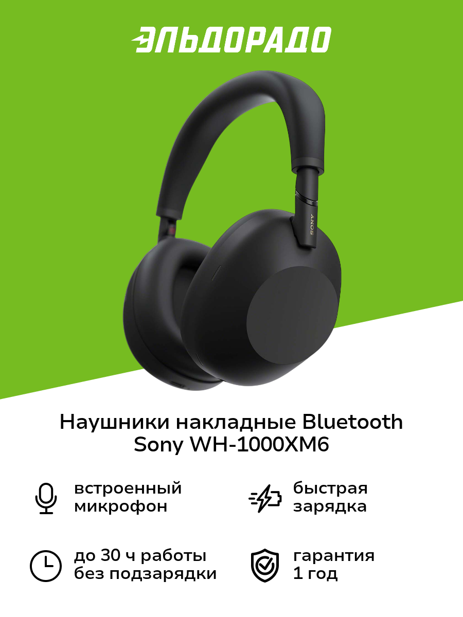 Наушники накладные Bluetooth Sony WH-1000XM6 Black