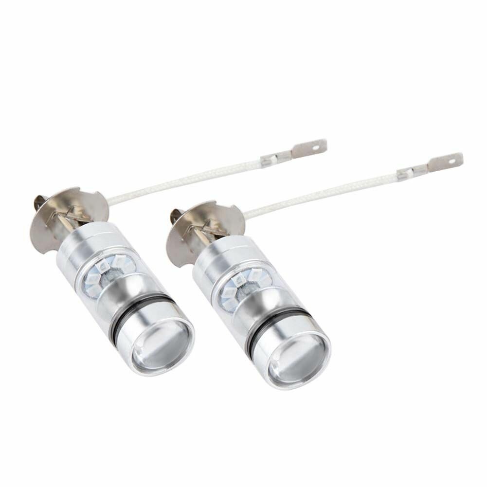 2 светодиодные лампы H3 6000K, 100Вт, синий свет для фар и противотуманных фар