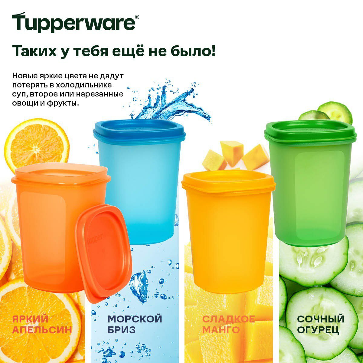 Компактусы №"Организатор" (410 мл) 4шт Tupperware для еды, напитков с собой, йогуртов и фруктов