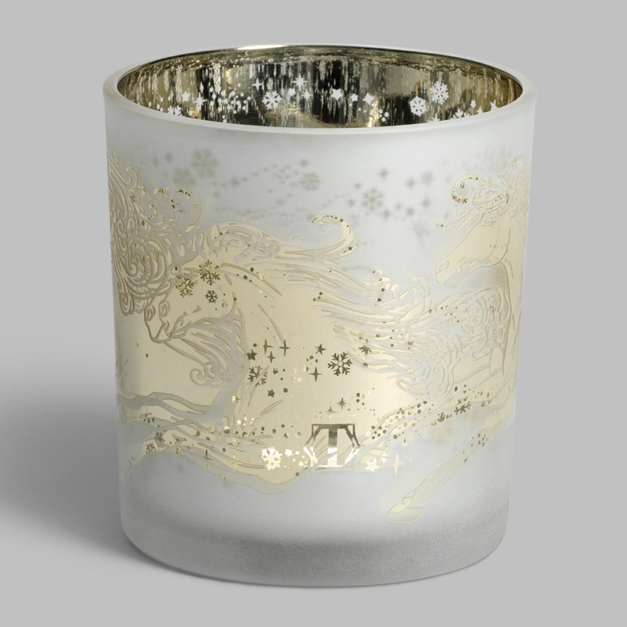 Togas Подсвечник стеклянный новогодний "Селестия" с авторским рисунком, 7,3x8, в подарок