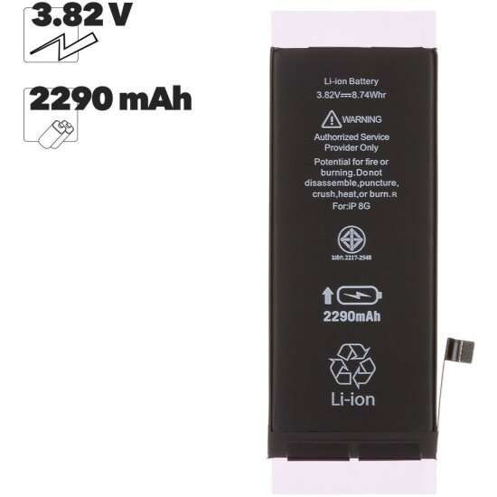 Аккумулятор (АКБ) Zetton для Apple iPhone 8, повышенная емкость 2290 мАч (Ultra Capacity)